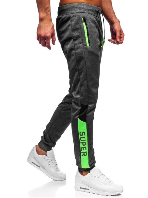 Grafitowe dresowe spodnie męskie Denley K50007 Black joggers men