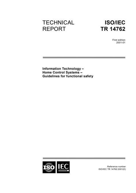 Iso Iec Tr 14762 2001 Information Technology — Home Control Systems — Guidelines For Functional