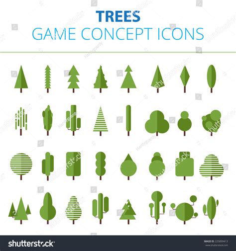 Trees Game Concept Icons Set Collection Stock Vector Royalty Free 225899413 Shutterstock