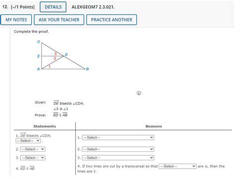 Solved 12 [ 1 Points Details Alexgeom7 2 3 021 My Notes