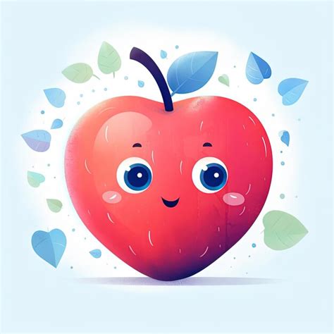 Premium Ai Image An Apple Character With A Love Heart Sticker In The