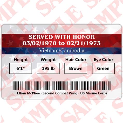 United States Combat Veteran Any War Custom Id Card Maxarmory