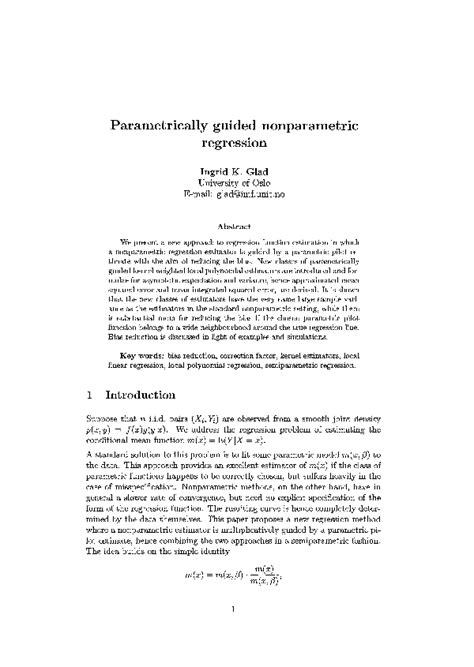 Pdf Parametrically Guided Non Parametric Regression