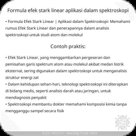 Formula Efek Stark Linear Aplikasi Dalam Spektroskopi