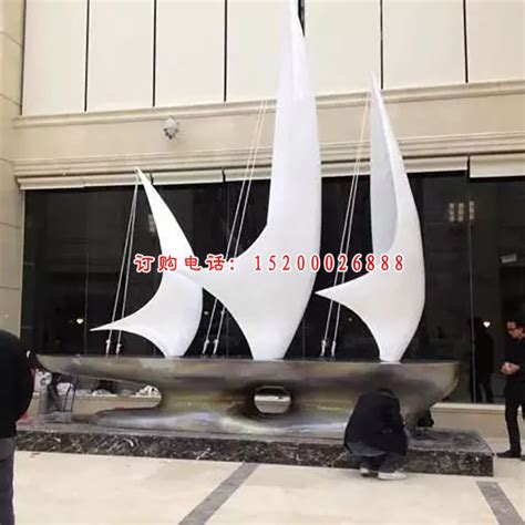 不锈钢帆船雕塑 广场帆船不锈钢雕塑 宏通雕塑