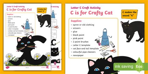 Letter C Craft C Is For Crafty Cat Professor Feito