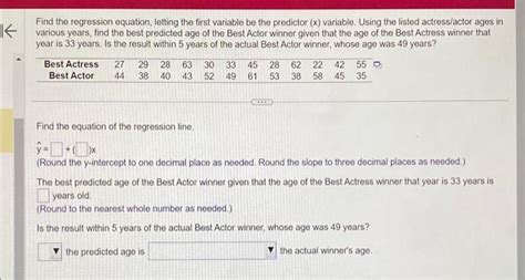 solved find the regression equation letting the first
