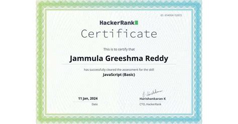 Hackerrank Skill Certificate Greeshma Reddy Jammula Hackerrank Skill Certificate Greeshma Reddy Jammula