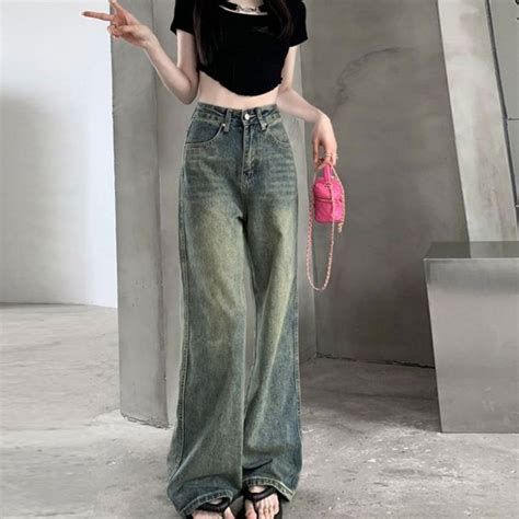 굿쇼핑몰 데님팬츠 워싱 여성 하이웨스트 청바지 스트릿팬츠 일자핏 워싱데님팬츠 캐주얼팬츠 빈티지