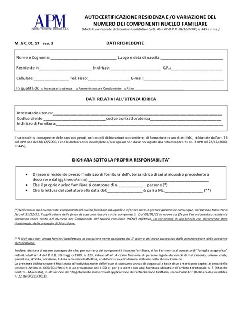 Compilabile Online Autocertificazione Del Numero Di Componenti