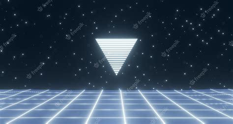 Premium Photo 3d Render Retro Wireframe Poster With Geometric Object
