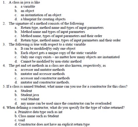 solved 1 a class in java is like a b c d a variable an