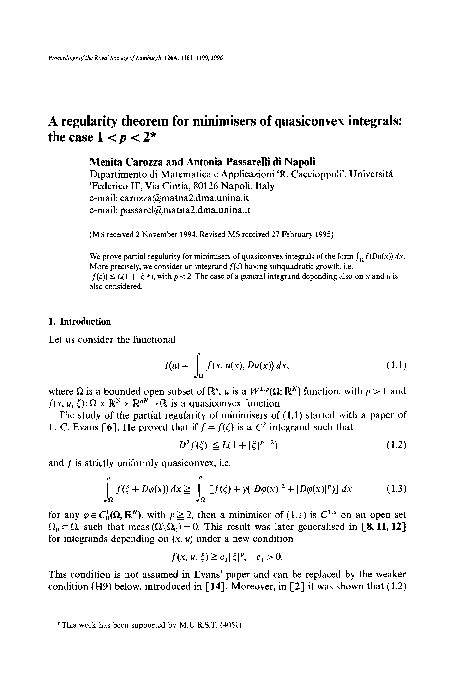 Pdf A Regularity Theorem For Minimisers Of Quasiconvex Integrals The