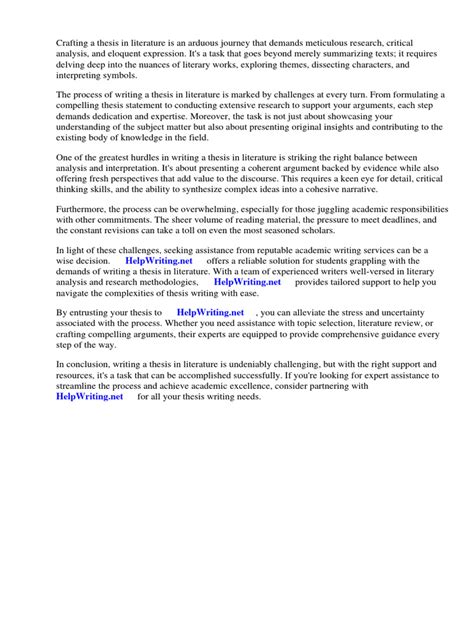 Sample Thesis In Literature Pdf