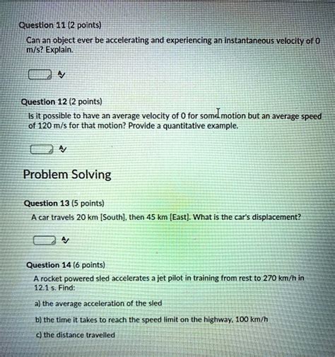 SOLVED Question 11 2 Points Can An Object Ever Be Accelerating And