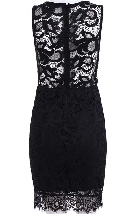 Black Sleeveless Lace Bodycon Dress Sheinsheinside