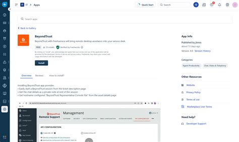 Install And Configure Remote Support Integration For Freshservice