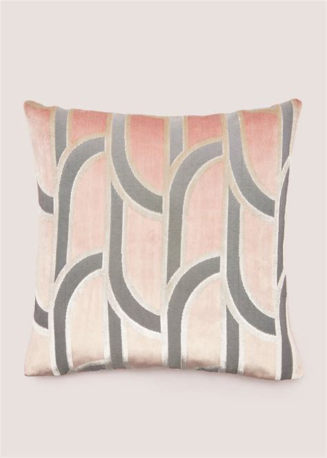 Pink Velvet Arch Cushion 43cm X 43cm Matalan