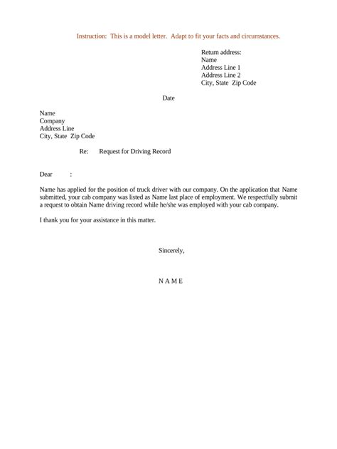 Sample Letter Request Driving Doc Template PdfFiller