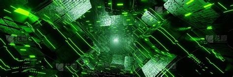 科幻城市未来流数据通信飞行数字技术隧道全景动画3d渲染