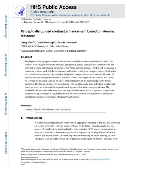 Pdf Perceptually Guided Contrast Enhancement Based On Viewing Distance