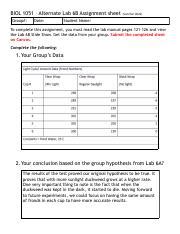 Alternate Lab B Pdf BIOL Alternate Lab B Assignment Sheet Group Date Summer