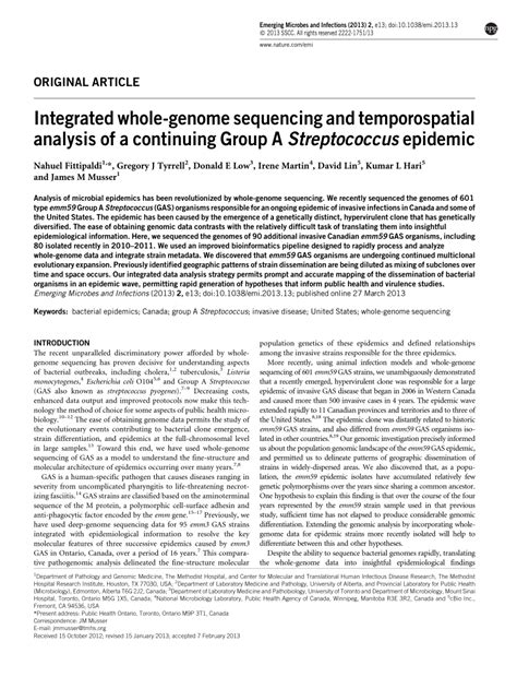 Pdf Integrated Whole Genome Sequencing And Temporospatial Analysis Of