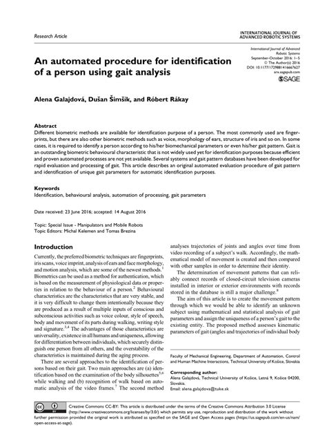 Pdf An Automated Procedure For Identification Of A Person Using Gait