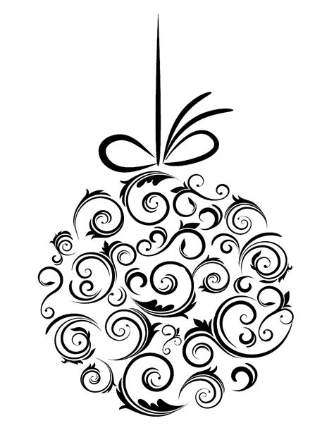 Free Christmas Ornament Clip Art Black And White Download Free