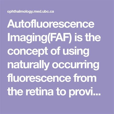 Autofluorescence Imagingfaf Is The Concept Of Using Naturally
