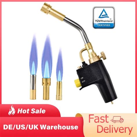 Propane MAPP Torch With Nozzles Brazing Welding Gas Trigger Start Torch Swirl Flame Tip For