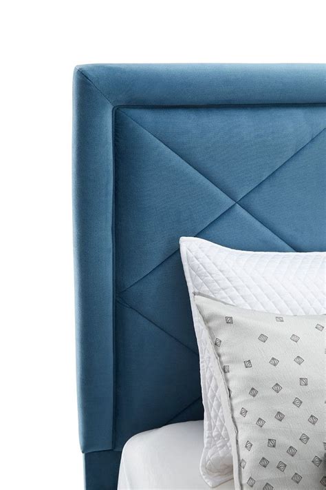 Collin Blue Velvet Platform Bed Bed Headboard Design Platform Bed Bed