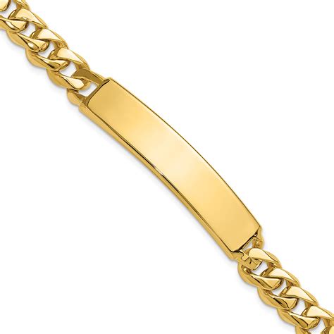 14k Gold Mens 8mm Curb Link Id Bracelet