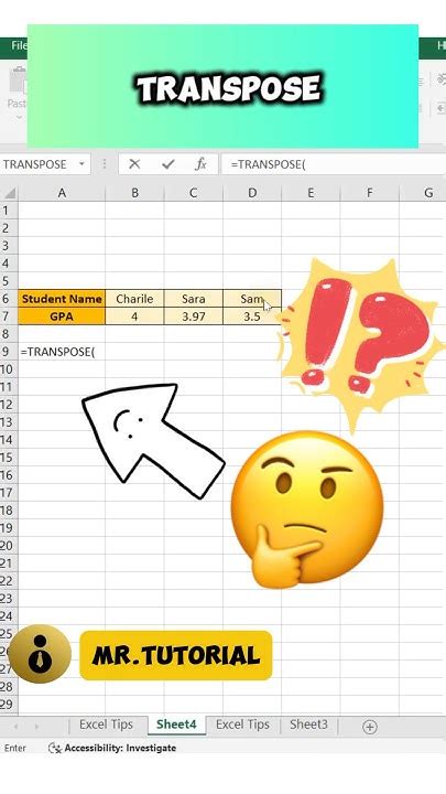 Fixing Transpose Function Errors In Excel Excel Shorts Subscribe