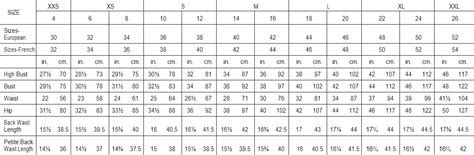 Simplicity And New Look Pattern Size Charts
