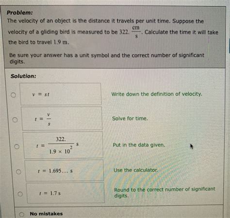 Solved Problem The Velocity Of An Object Is The Distance It Chegg Com