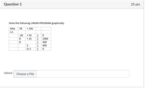 Solved Question 1 25 Pts Solve The Following LINEAR PROGRAM Chegg Com