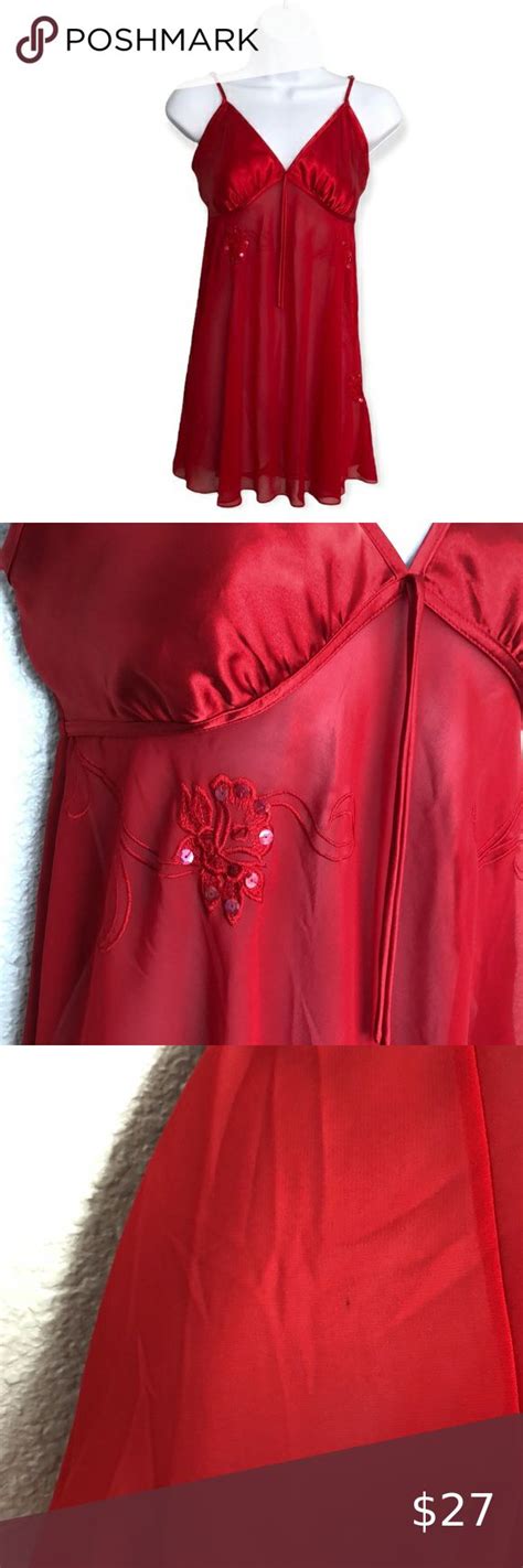 California Dynasty Red Satin Teddy Womens Size M Satin Teddy Red