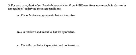 Solved 3 For Each Case Think Of Set S And A Binary