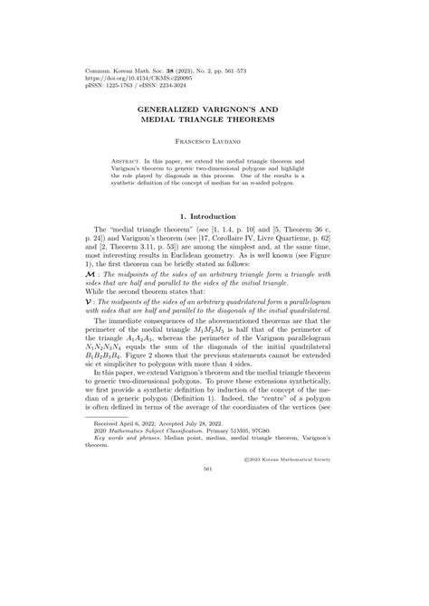Pdf Generalized Varignons And Medial Triangle Theorems
