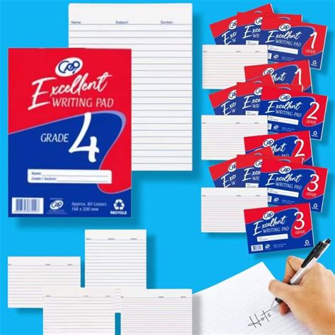 10pcs Pack Pad Paper Writing Pad Grade 1 Grade 2 Grade 3 Grade 4 80 Leaves Elementary