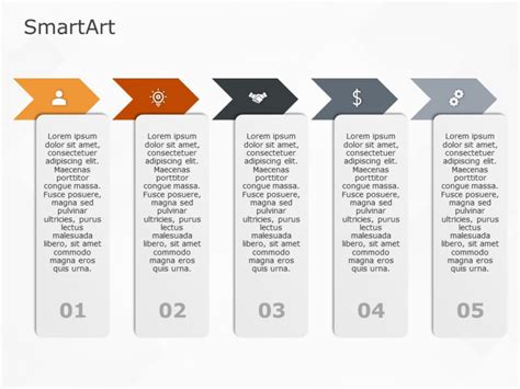Smartart Process Chevron Arrows 5 Steps Slideuplift