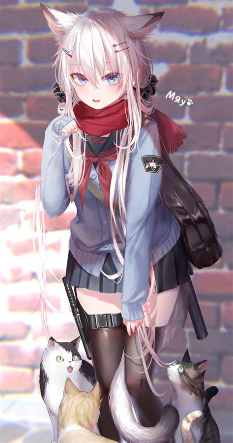 少女前線猫耳制服9A 91ちゃん ドルフロ ドールズフロントライン 少女前線 pottsnessのイラスト