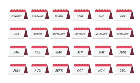 Set Of Simple Desk Calendar Clipart Vector Illustration Cute Monthly