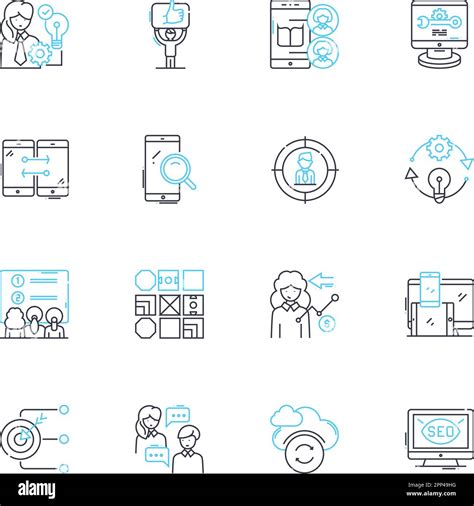 Search Engine Optimization Linear Icons Set Keywords Rankings