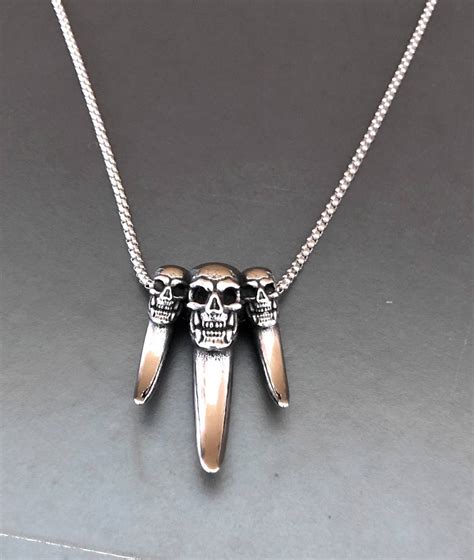 Vintage Stainless Steel Skull Necklace 22 Chain Grailed