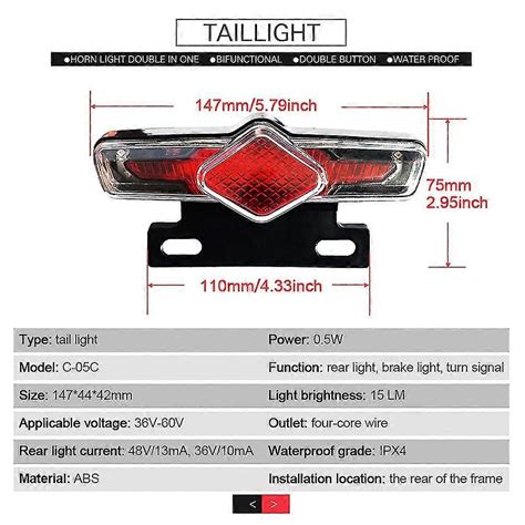Bike Front And Ebike Rear Light Set Input 36v 48v 52v 60v With Dk336