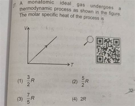 A Monatomic Ideal Gas Undergoes A Thermodynamic Process As Shown In The F