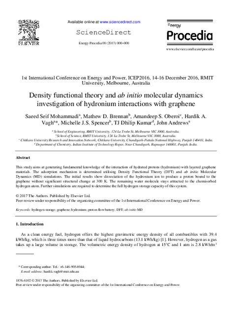 Pdf Density Functional Theory And Ab Initio Molecular Dynamics