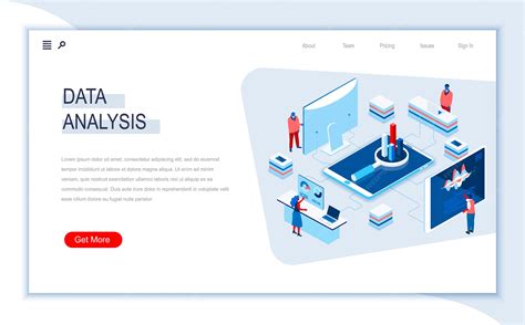 Premium Vector Data Analysis Isometric Landing Page Template